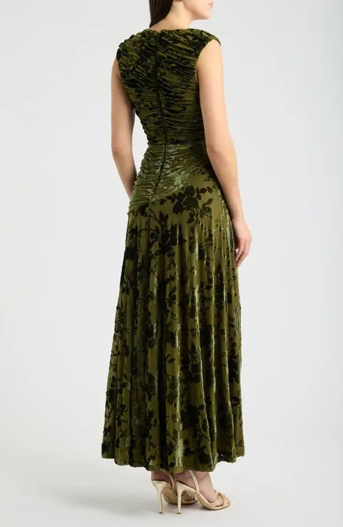 HUTCH Ester Ruched Velvet Gown