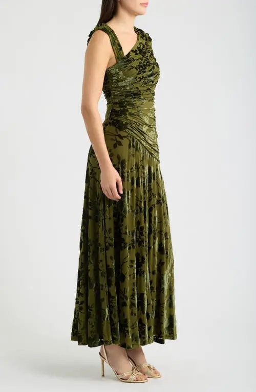 HUTCH Ester Ruched Velvet Gown
