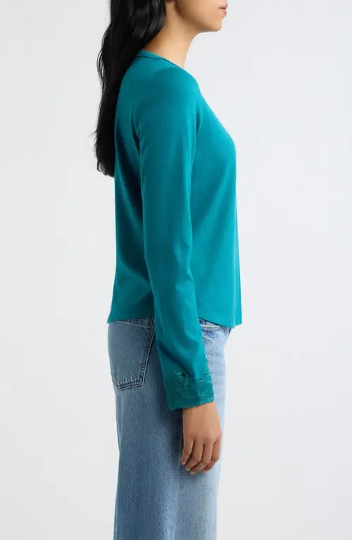 CITY BLUES Lace Cuff Knit Top - Teal