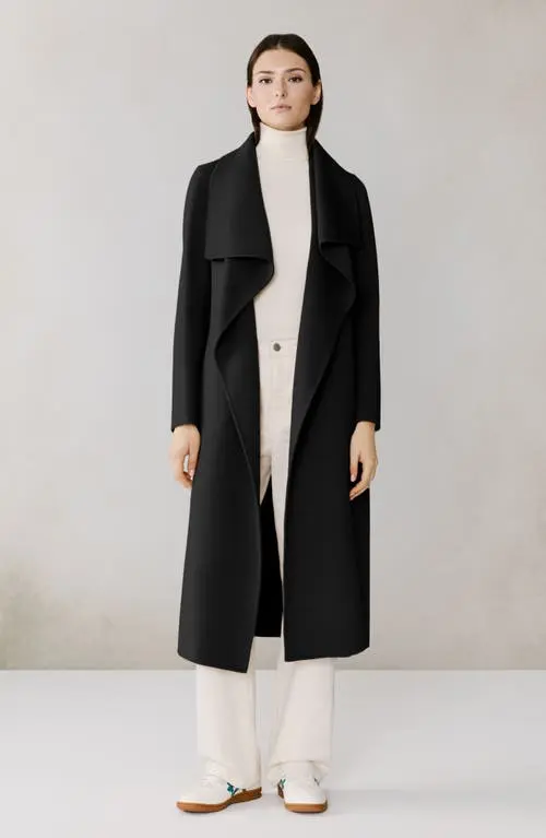 Soia & Kyo Britta Cascade Collar Wool Coat - Black