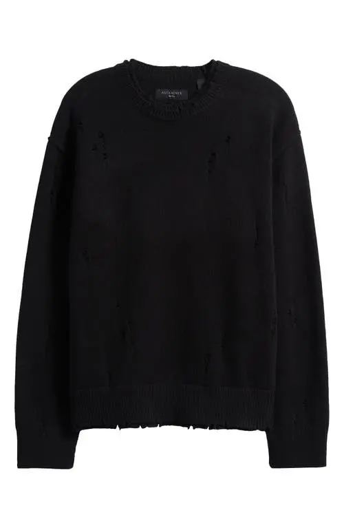 ALLSAINTS Wolf Crewneck Distressed Sweater - Black