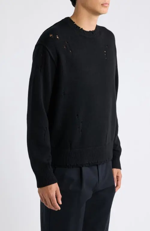 ALLSAINTS Wolf Crewneck Distressed Sweater - Black