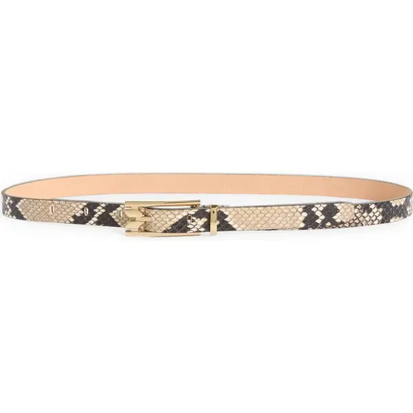 Victoria Beckham Dorian Micro Snakeskin Embossed Leather Belt - Natural Brown