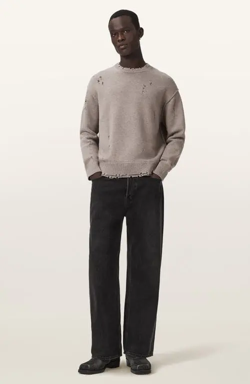 ALLSAINTS Wolf Distressed Crewneck Sweater - Fawn Brown