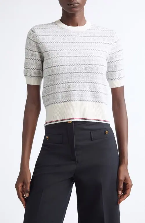 Thom Browne Snowflake Fair Isle Jersey T-shirt - White