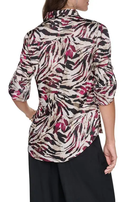 Dkny Print Roll Tab Button Shirt