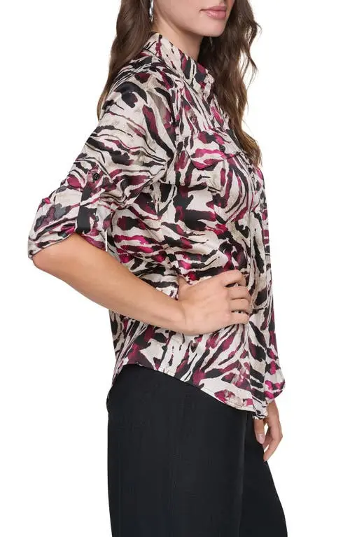 Dkny Print Roll Tab Button Shirt