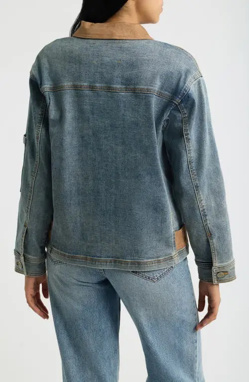 CITY BLUES Faux Suede Collar Denim Jacket