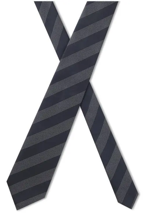 BOSS Striped Silk Tie - Dark Blue