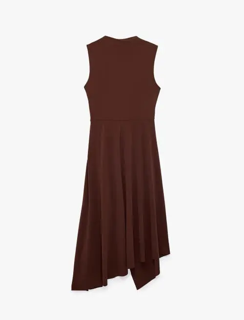 Koton Sleeveless High Neck Draped Midi Dress With Accessory Detail