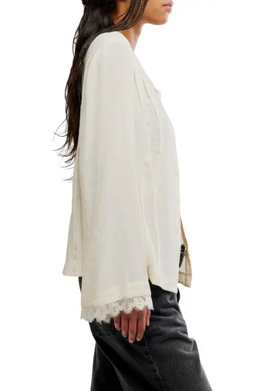 Free People Donni Lace Trim Top - Tofu