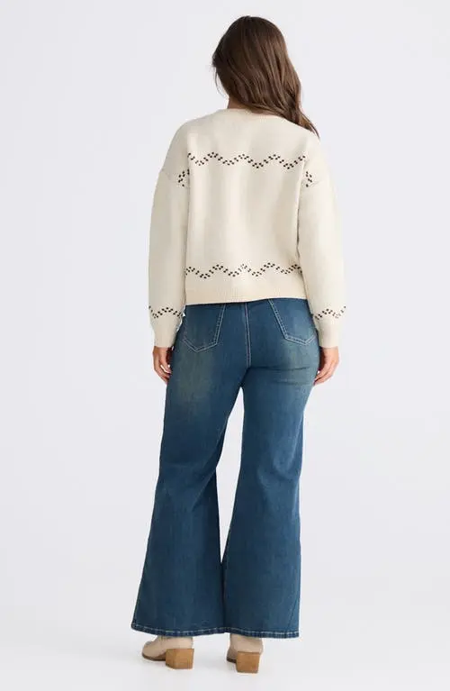 TALISMAN THE LABEL Boot Jive Intarsia Sweater - Cream W/chocolate