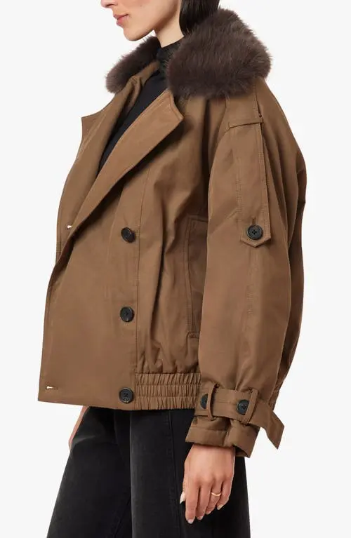 Habitual Faux Fur Collar Trench Jacket