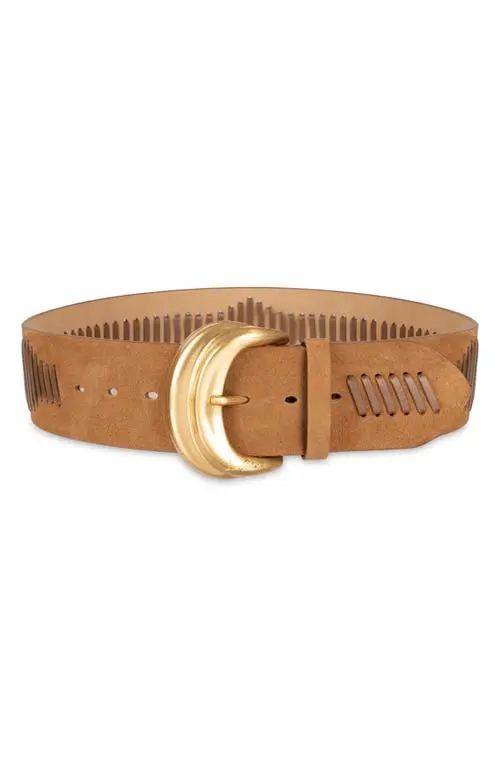 Sam Edelman 2 1/2 Inch Laced Suede Wide Belt - Tan Suede