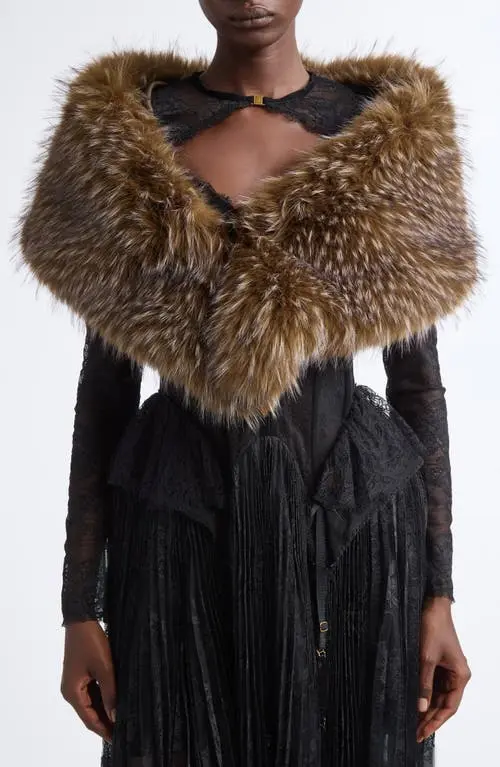 Zimmermann Faux Fur Short Stole - Khaki