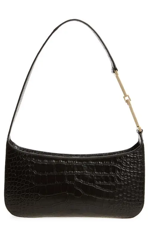 TOM FORD Small Arc Croc Embossed Leather Shoulder Bag - Black