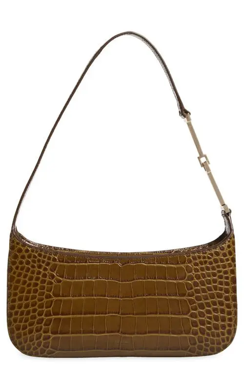 TOM FORD Small Arc Croc Embossed Leather Shoulder Bag - Cinnamon