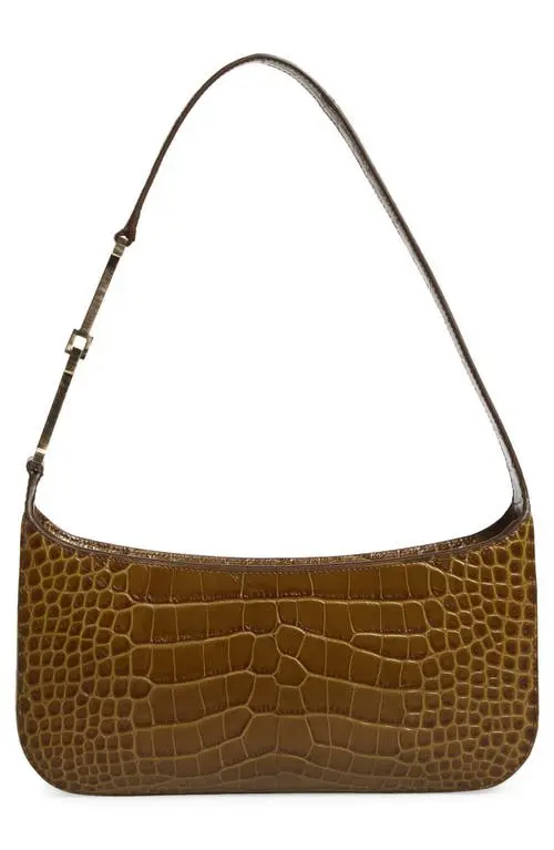 TOM FORD Small Arc Croc Embossed Leather Shoulder Bag - Cinnamon