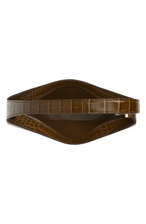 TOM FORD Small Arc Croc Embossed Leather Shoulder Bag - Cinnamon