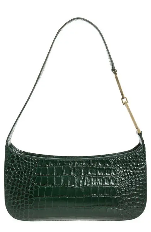 TOM FORD Small Arc Croc Embossed Leather Shoulder Bag - Dark Pine