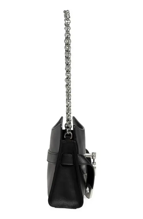 Alexander McQueen Mini Locke Leather Shoulder Bag - Black/silver