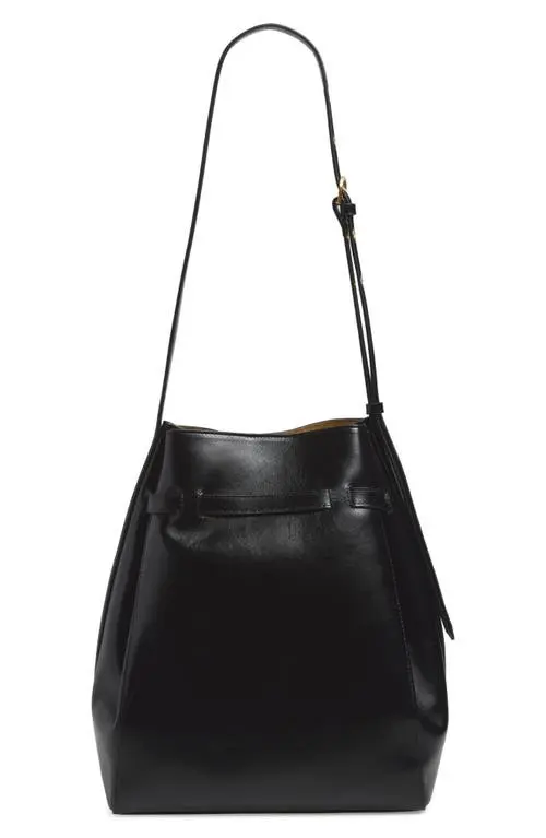 REFORMATION Beatrice Leather Bucket Tote - Black Leather