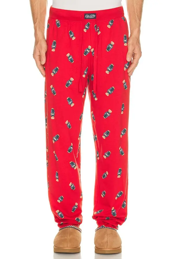 Polo Ralph Lauren Knit Bear Printed Pj Pant In Red - Rl2000 Red