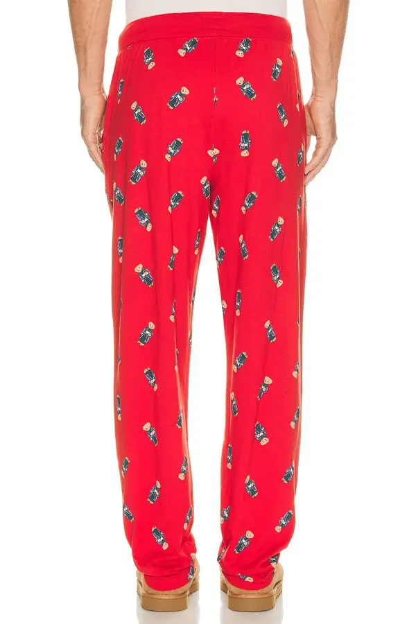 Polo Ralph Lauren Knit Bear Printed Pj Pant In Red