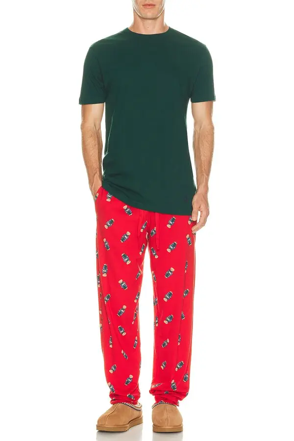 Polo Ralph Lauren Knit Bear Printed Pj Pant In Red