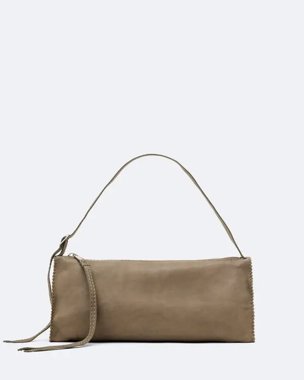 ALLSAINTS Siloh Pinked-edge Leather Shoulder Bag - Grey