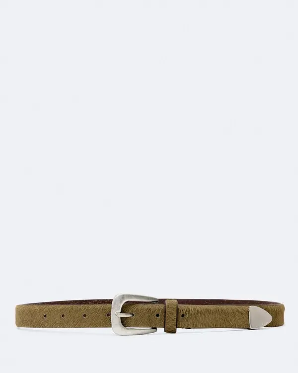 ALLSAINTS Romy Metal-tipped Haircalf Leather Belt - Brown