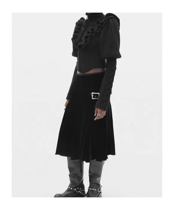 ANN DEMEULEMEESTER Ruffled-detail Cable-knit Sweater