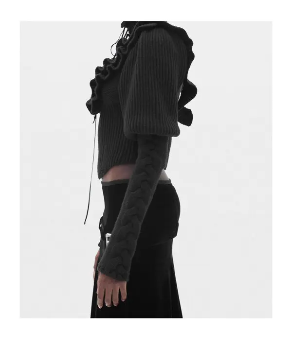 ANN DEMEULEMEESTER Ruffled-detail Cable-knit Sweater