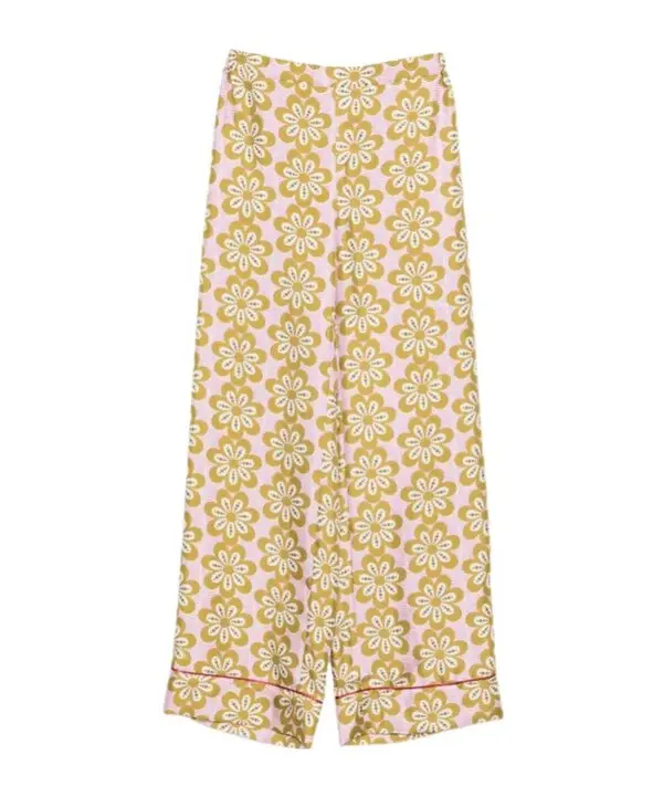 La DoubleJ Floral-print Silk Trousers - Nude