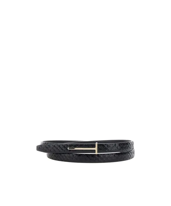 TOM FORD Textured Double-wrap Belt - Black