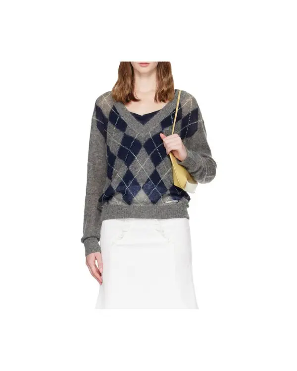SHUSHU/TONG Argyle V-neck Knitted Sweater