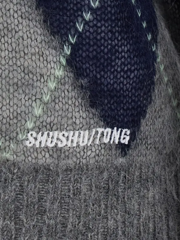 SHUSHU/TONG Argyle V-neck Knitted Sweater