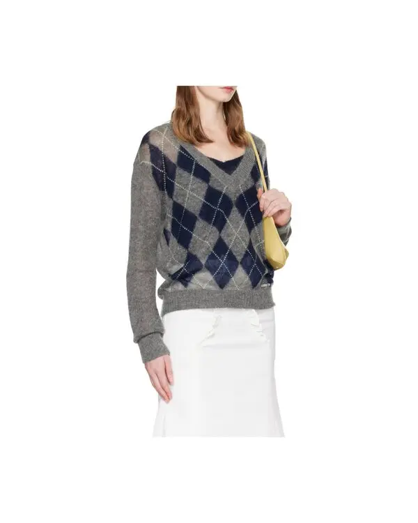 SHUSHU/TONG Argyle V-neck Knitted Sweater