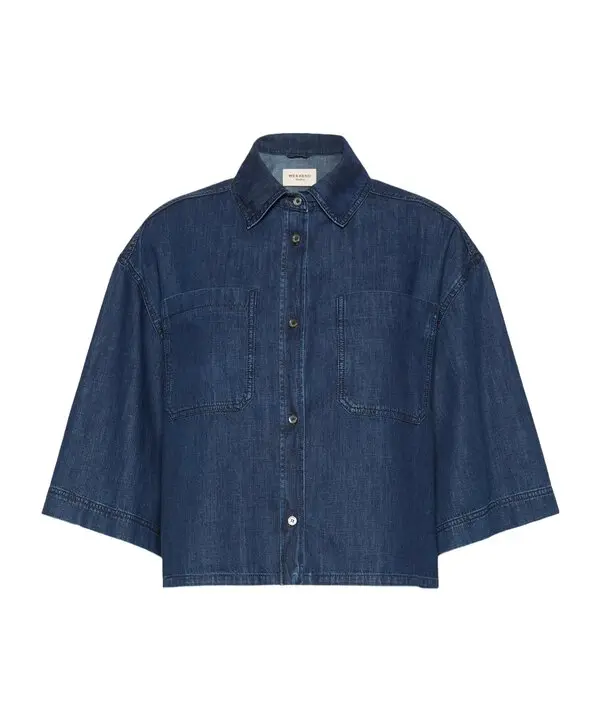 Max Mara Zannata Short-sleeved Denim Shirt - Blue
