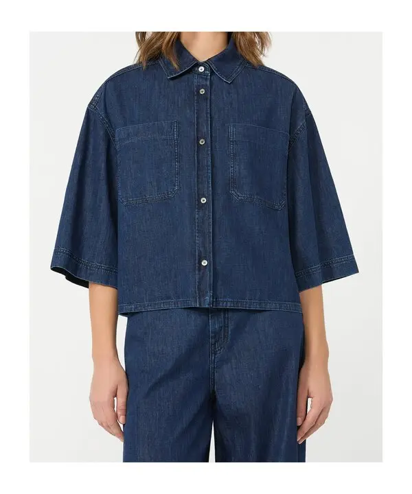 Max Mara Zannata Short-sleeved Denim Shirt - Blue