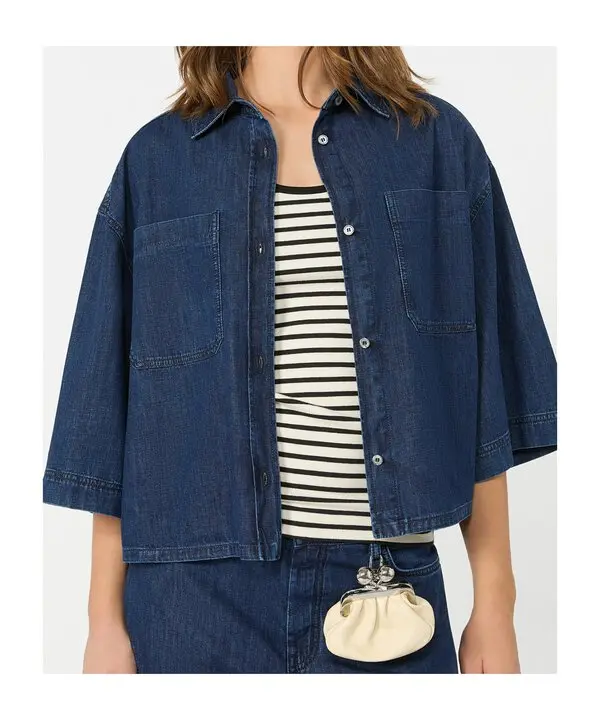 Max Mara Zannata Short-sleeved Denim Shirt - Blue