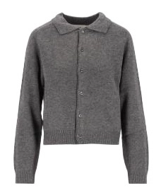 DUNST Ollared Button-up Knit Cardigan - Grey
