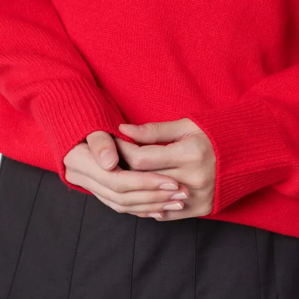 DUNST Ribbed V-neck Knitted Sweater - Red
