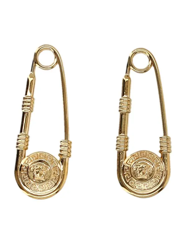 Versace Medusa Charm Safety Pin Earrings - Versace Gold