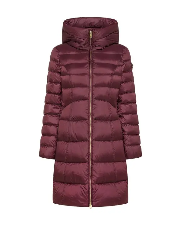 Peuterey Long Hooded Puffer Coat - Rosso Prugna