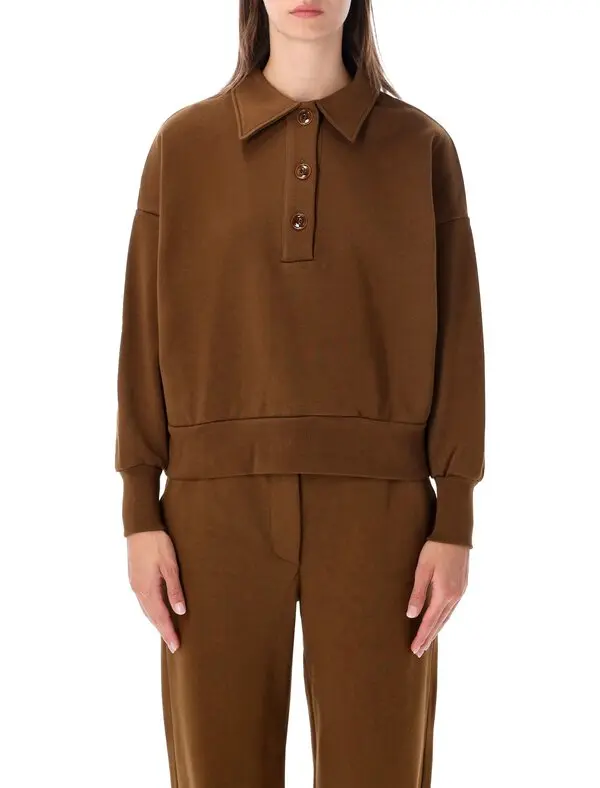 SESSUN Long Sleeve Collared Button-front Sweatshirt