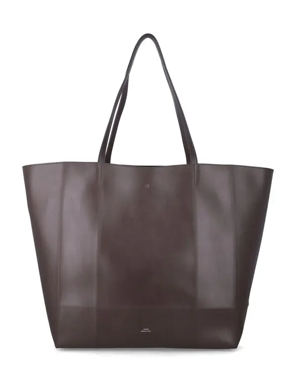 TOTEME Roam Oversized North-south Leather Tote Bag With Folded Detail And Card Slot - Marrone