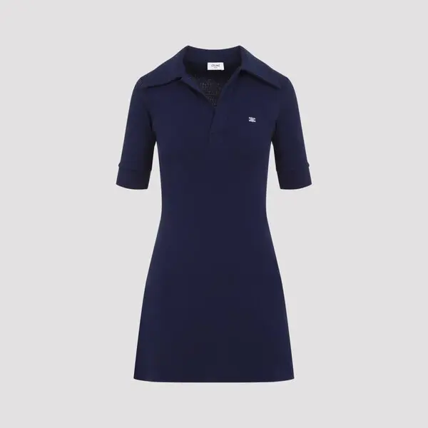 Celine Polo Mini Dress In 100% Cotton - Blue