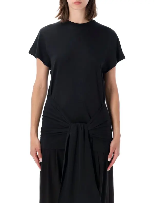 TOTEME Minimal Draped Tie-waist T-shirt With Dropped Shoulders - Nero