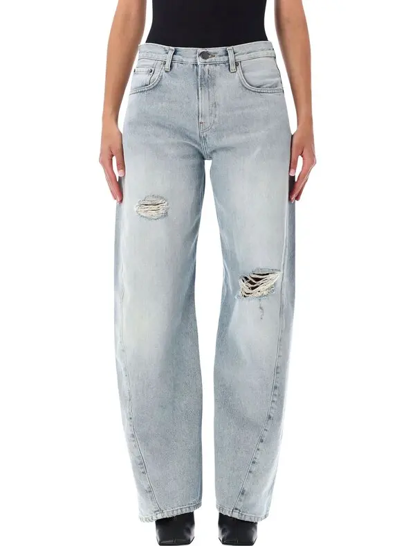HAIKURE Distressed High-rise Wide-leg Jeans - Marfa Blue